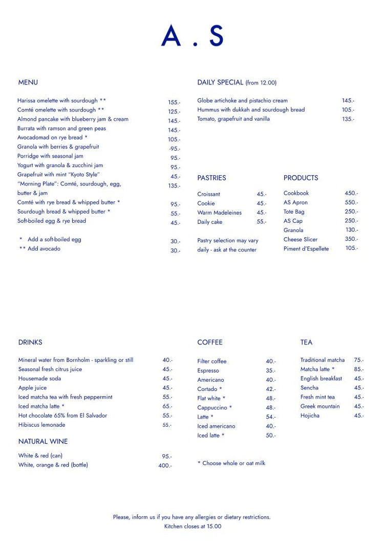 Menu – Atelier September